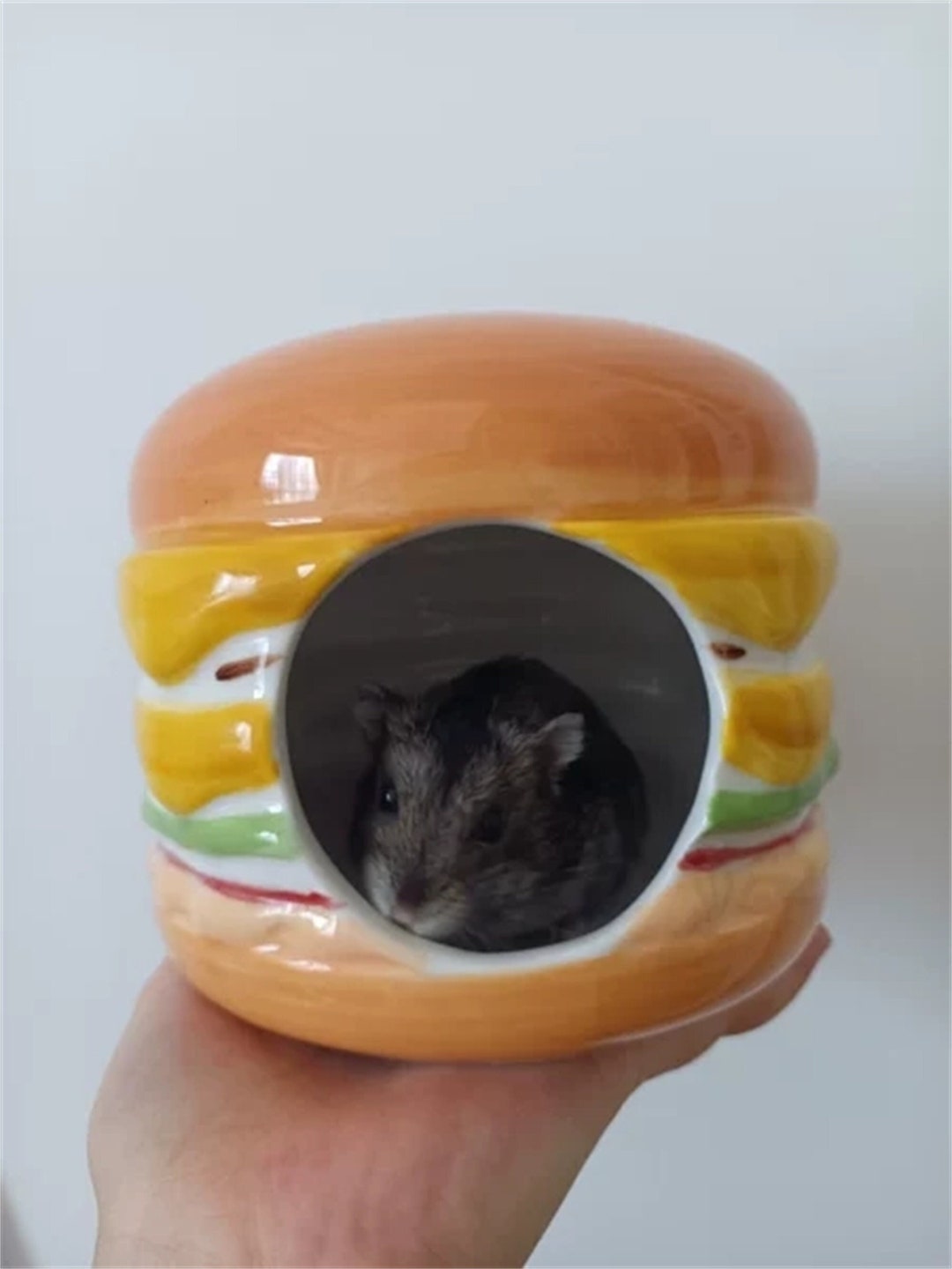 Hamburger Hamster Hideout Ceramics Bed Hamster Cage Decor Small Animal ...