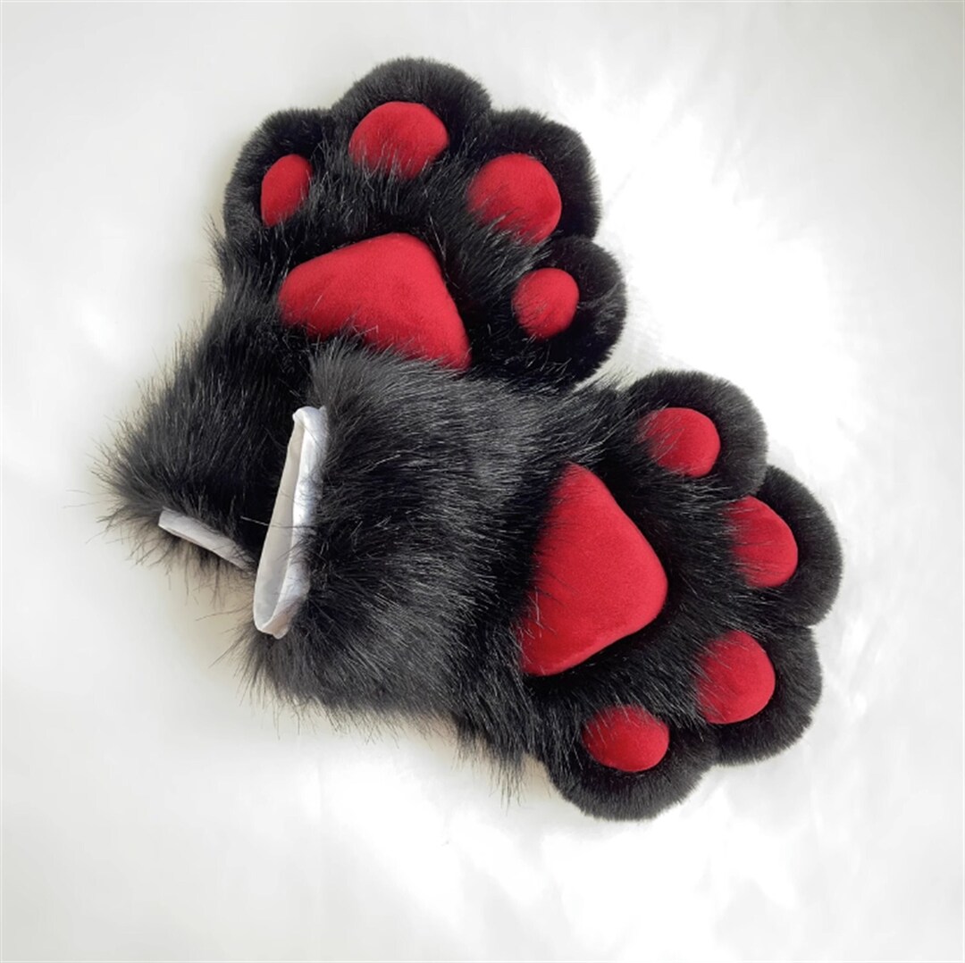 Black Cat Claw Gloveshandpawsrealistic Faux Furcostume - Etsy