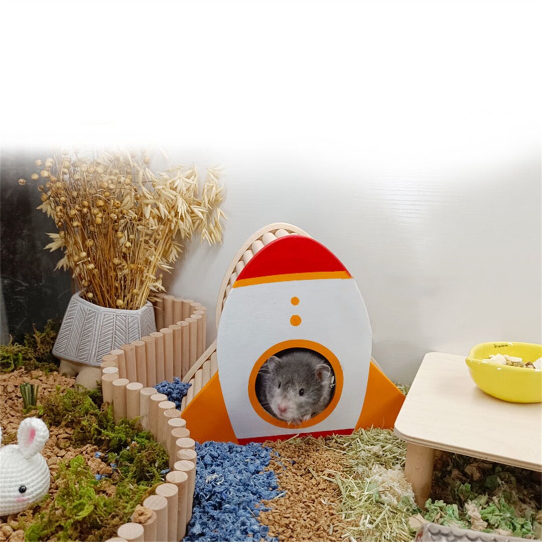 Rocket Hamster Hideout Small Animal House Red and White Hamster Supply ...