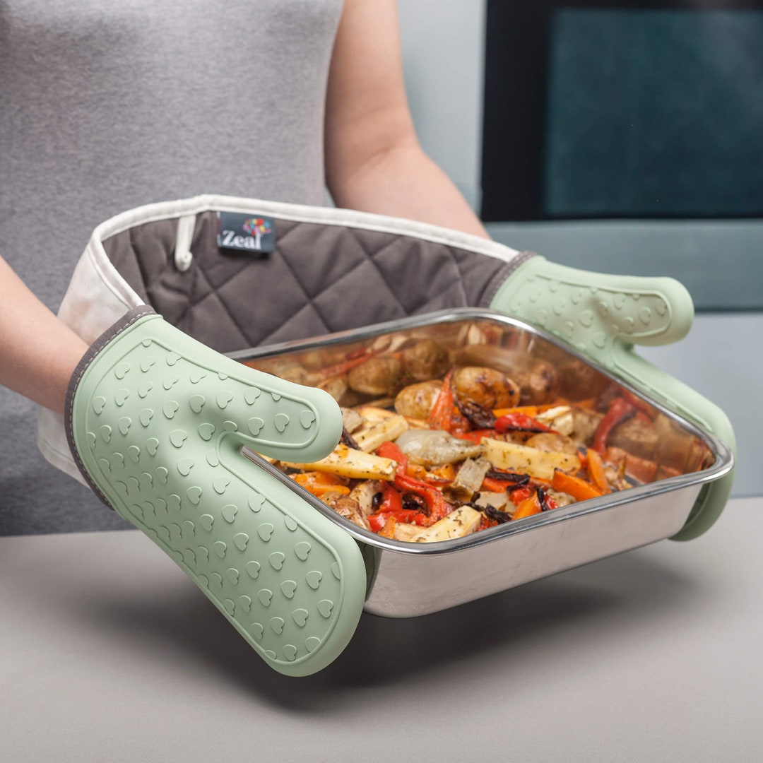 Zeal Steam Stop Double Oven Gloves, Waterproof Silicone Heat Resistant ...