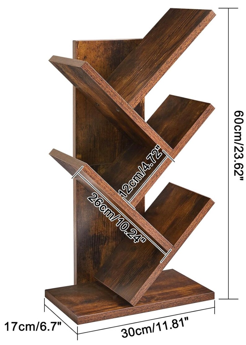 Wooden Tree Bookshelf Vintage Style Wood Tree Bookshelf 4 Tier Desktop ...