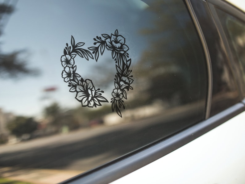 Car window Decal Flowered Heart Decal Electronics & Accessories Laptop ...