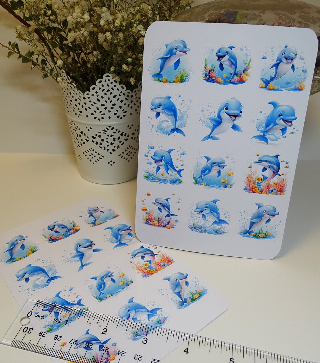 Dolphin Stickers/blue Dolphins/ Stickers - Etsy