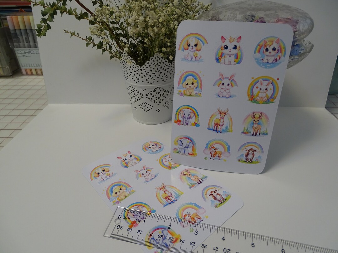 Rainbow Animals 2 Stickers/animals/ Stickers - Etsy