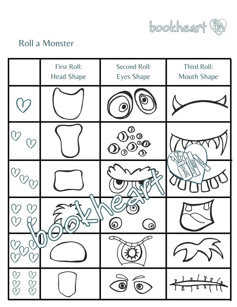 Roll a Monster Activity Sheets - Etsy
