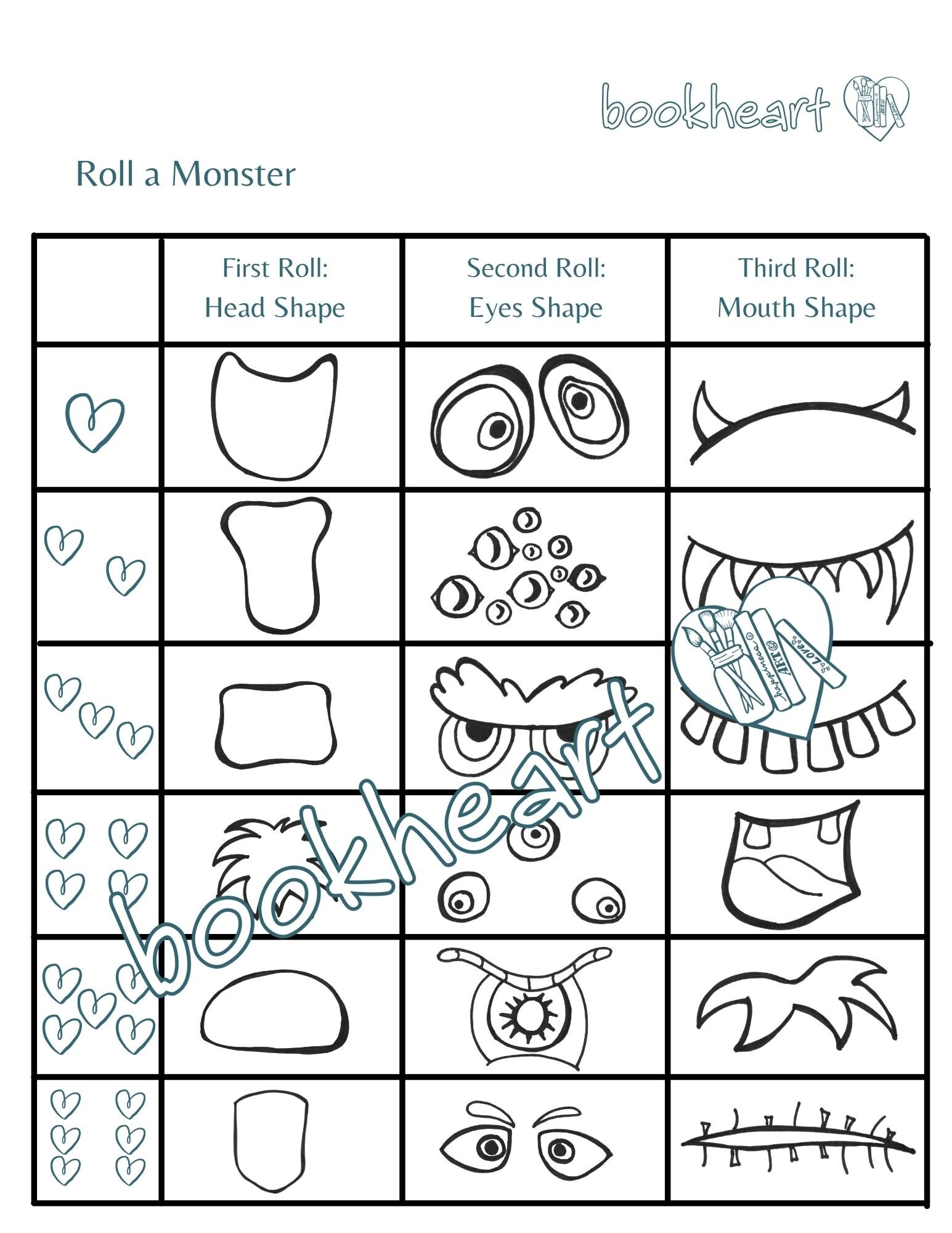 Roll a Monster Activity Sheets - Etsy