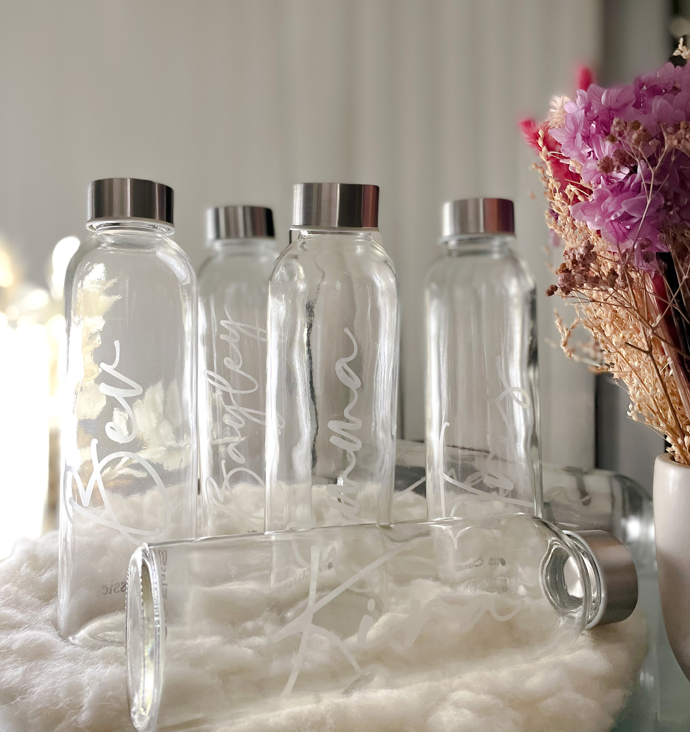 Custom Etched Glass Water Bottle - Etsy Canada