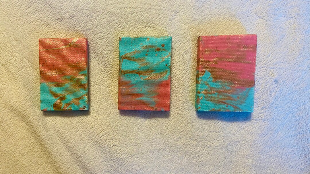 Mini Abstract Painting Trio - Etsy