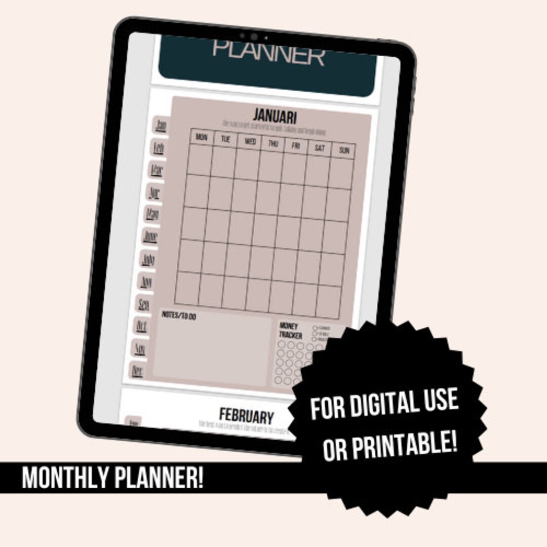 Digital Monthly Year Planner 2024 or Customize Year. - Etsy