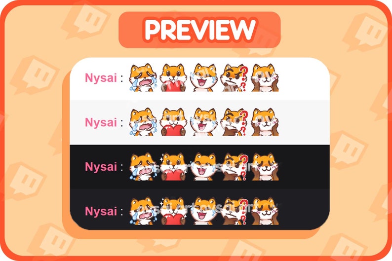 Twitch Emote Cute Fox Emotes Pack Heart Love Laugh Cry Uwu Thonk