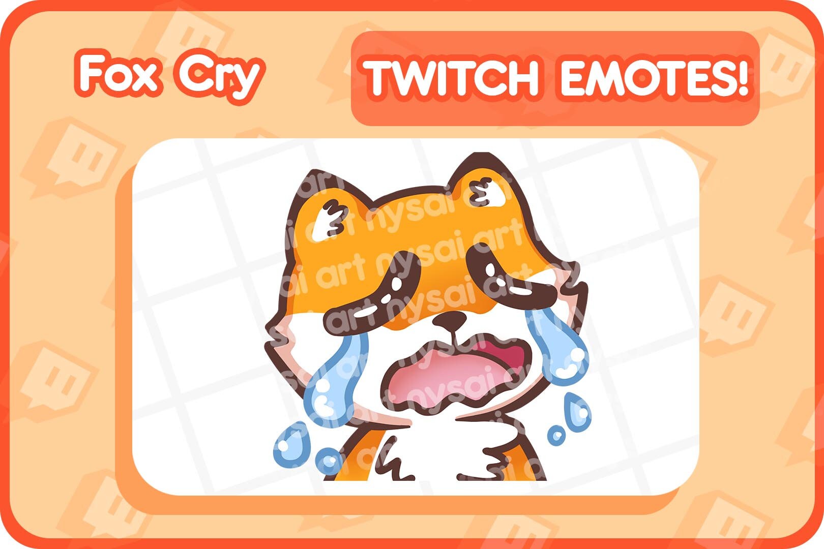 Twitch Emote / Cute Crying/sad Fox Emote / Kawaii Fox, Meme Emote/emoji ...