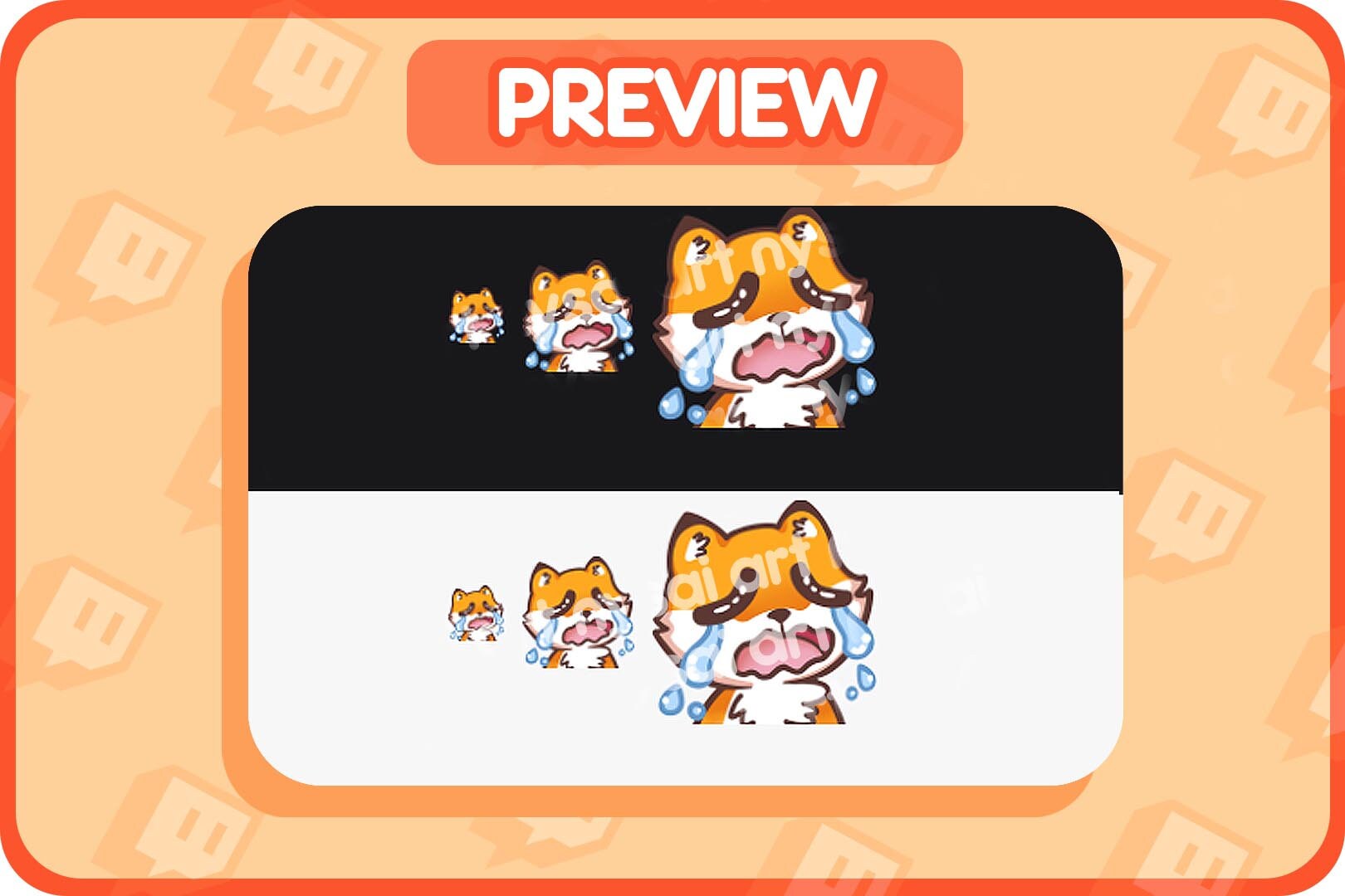 Twitch Emote / Cute Crying/sad Fox Emote / Kawaii Fox, Meme Emote/emoji ...