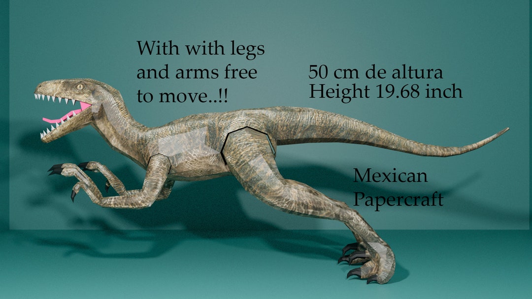 Velociraptor Azul Low Poly 50 Cm Height With Movement in Legs and Arms ...
