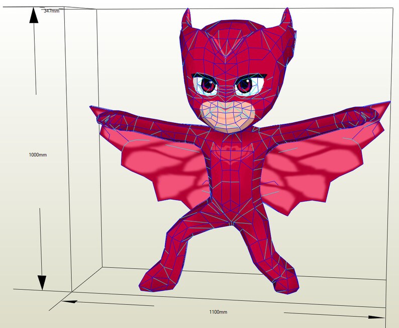 Template Ululette Papercraft PDF. PJ Masks. 1m Height Mid Poly DIY 3d ...