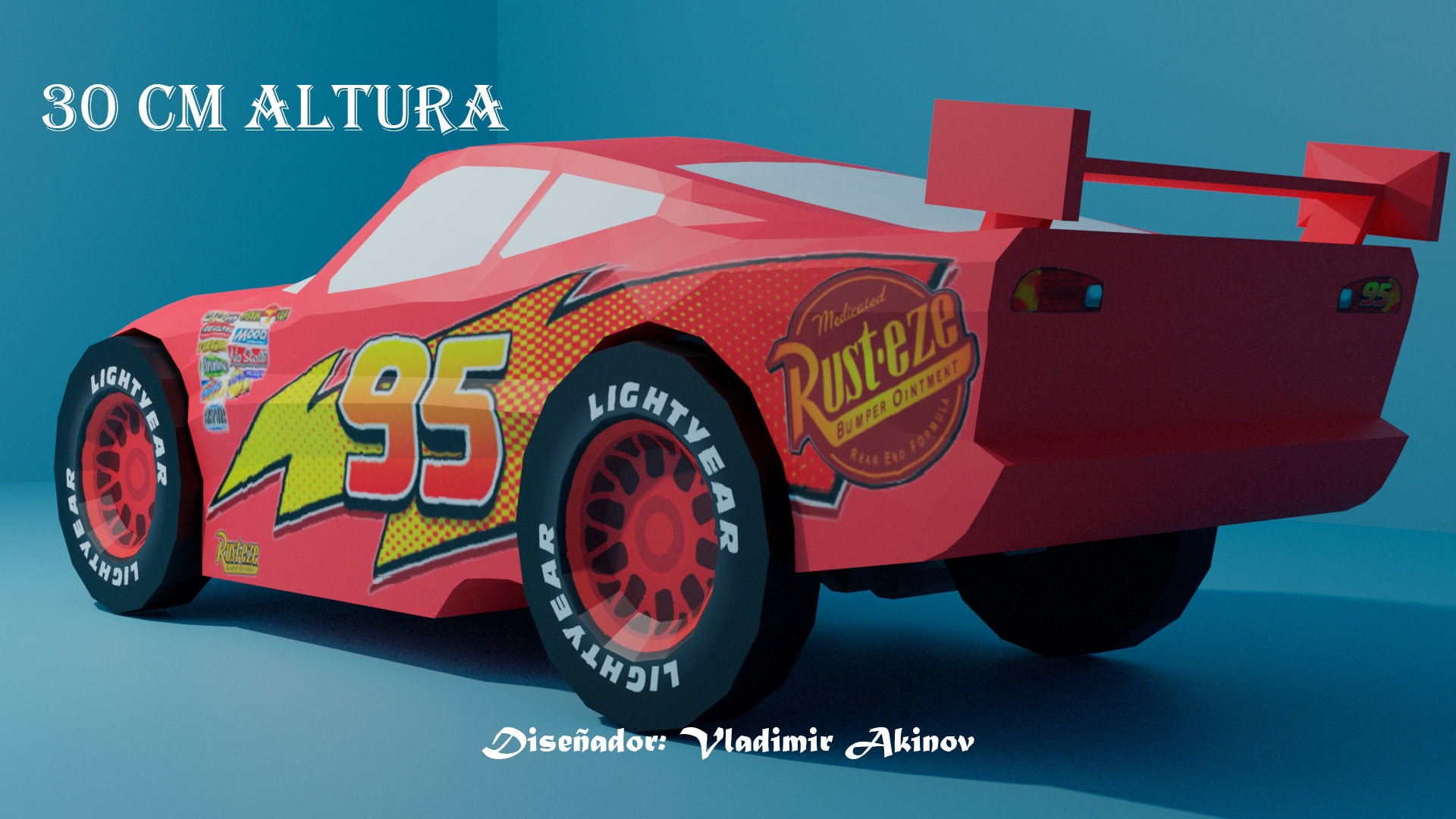 Plantilla Texturizada Rayo McQueen 30 cm. MID Poly. Printable PDF, Gift ...