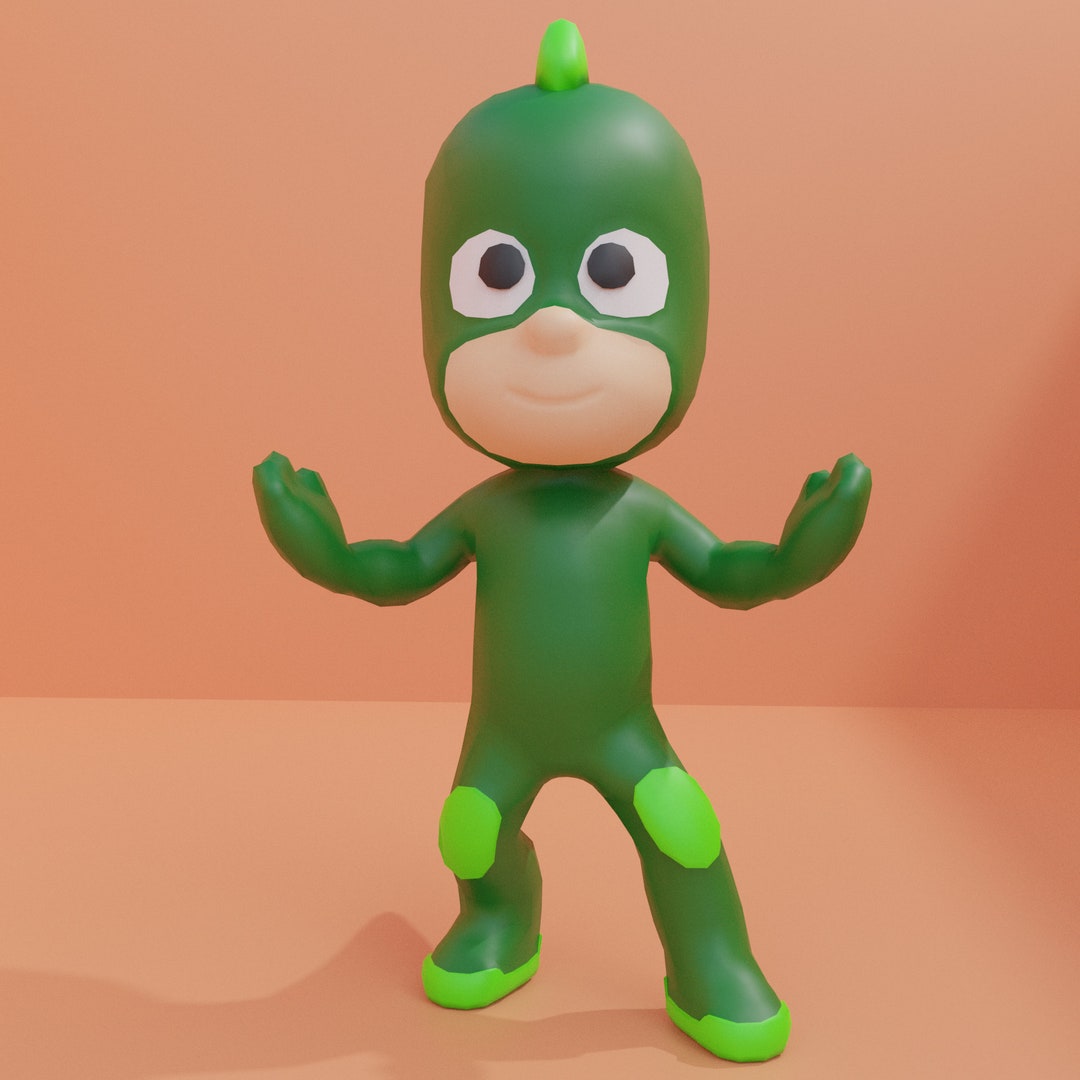 Template Gekko Papercraft PDF. Pj Masks. Mid Poly DIY 3d Model, Fanart ...