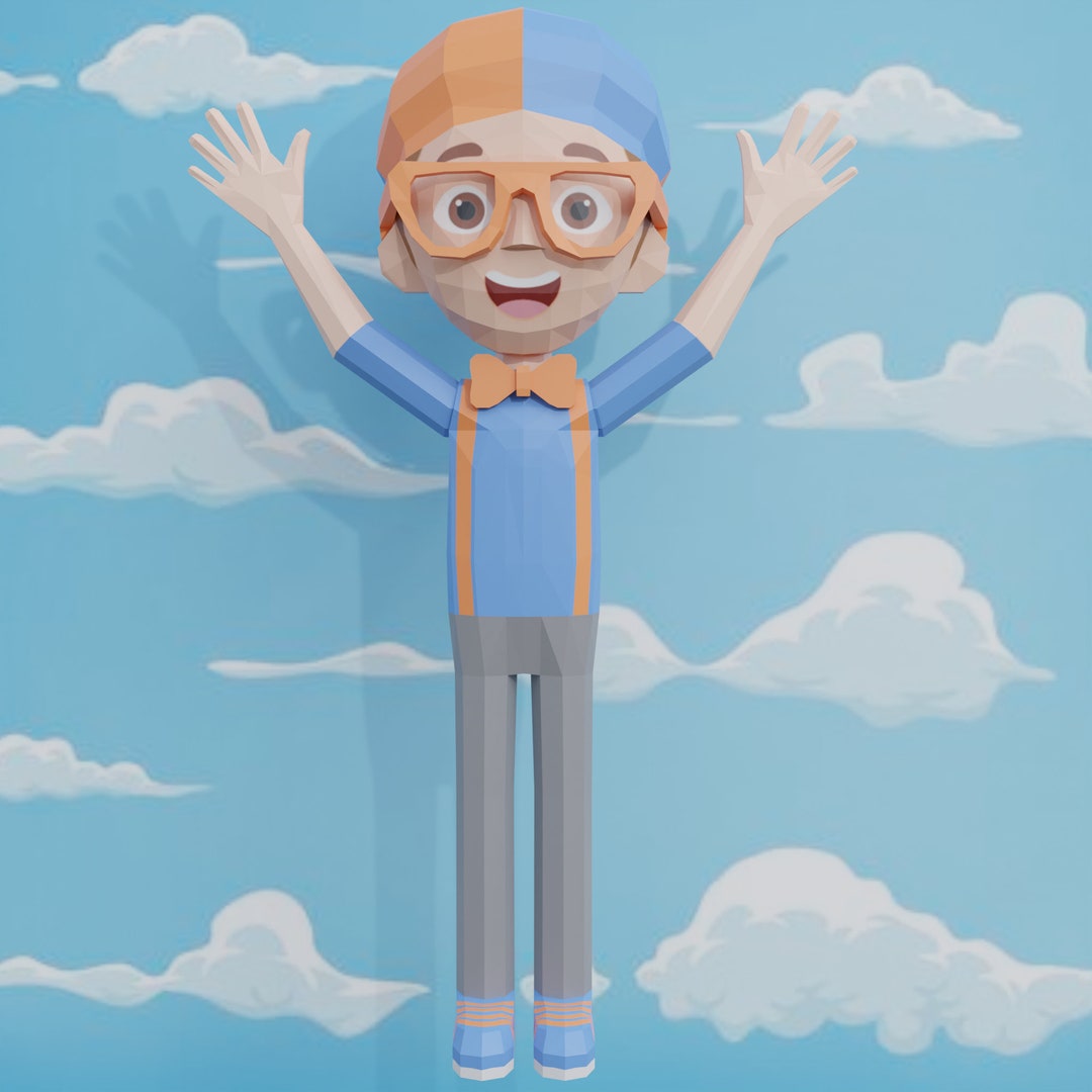 Plantilla Blippi 35cm papercraft PDF. Low Poly/ 3D/ Origami/ Home decor ...