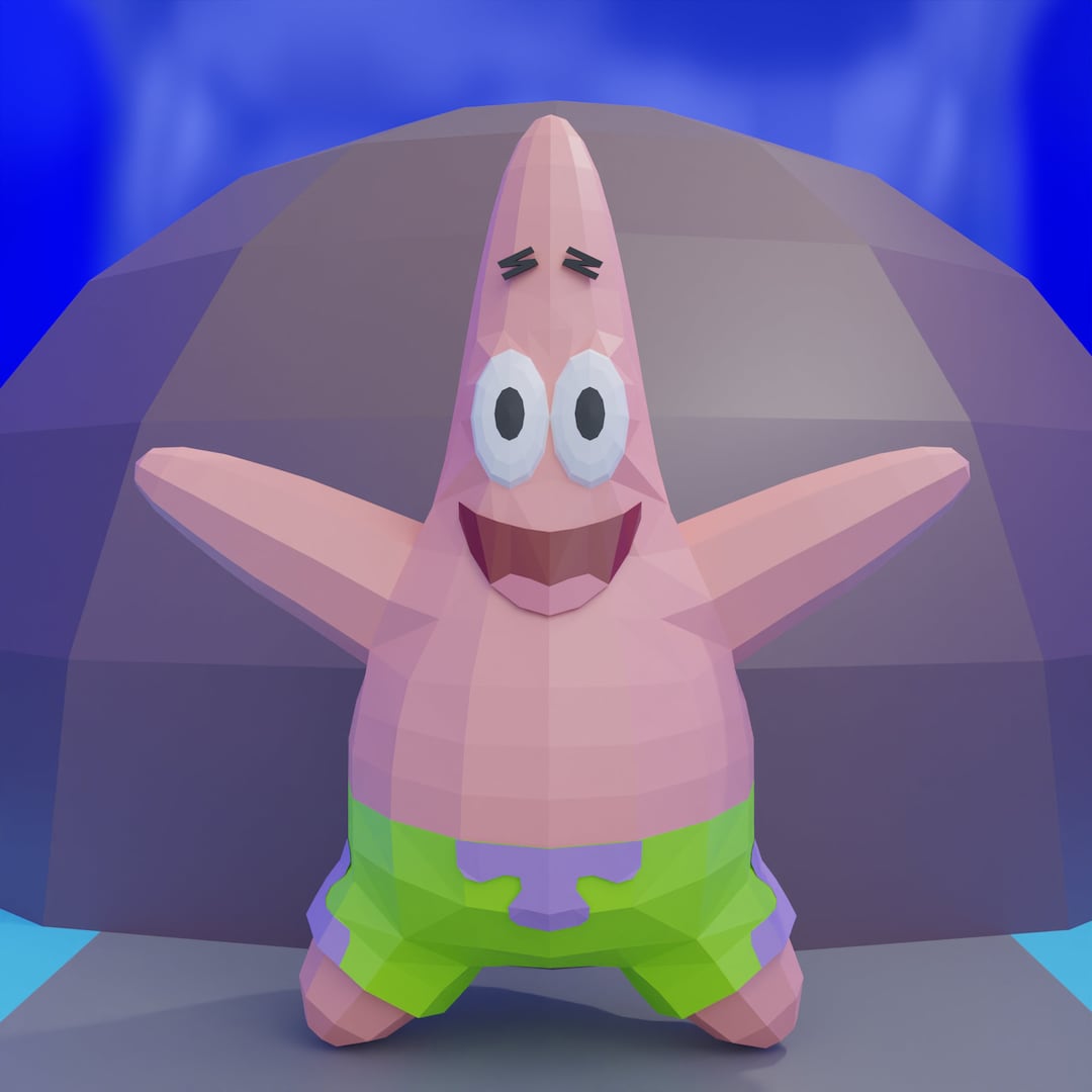 Fanart Template Starfish Patrick 35cm, SVG, PDO, Pdf, Papercraft, Mid ...