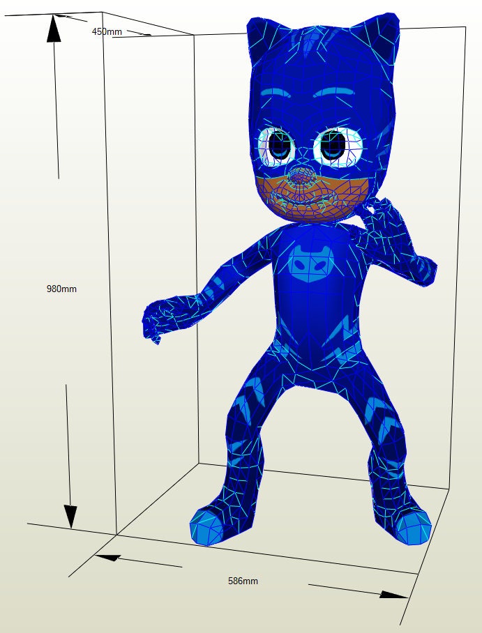 Template Catboy Papercraft PDF. PJ Masks. 1m Height Mid Poly DIY 3d ...