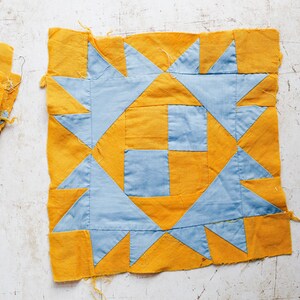 Vintage Set of 21 Orange & Blue Crow’s Foot Quilt Blocks, C1930 - Etsy