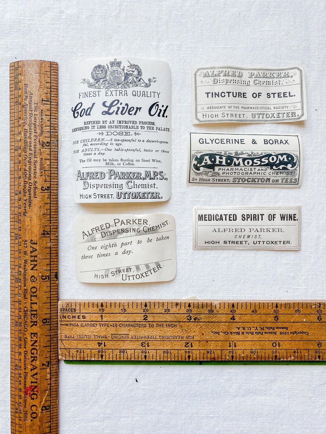 Set of 5 Antique Authentic English Apothecary Pharmacy Labels - Etsy
