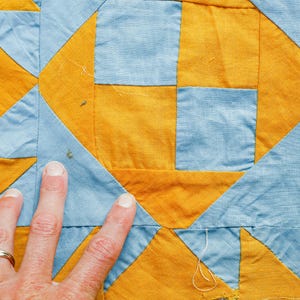 Vintage Set of 21 Orange & Blue Crow’s Foot Quilt Blocks, C1930 - Etsy