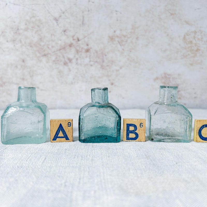 English Glass Inkwells - Etsy