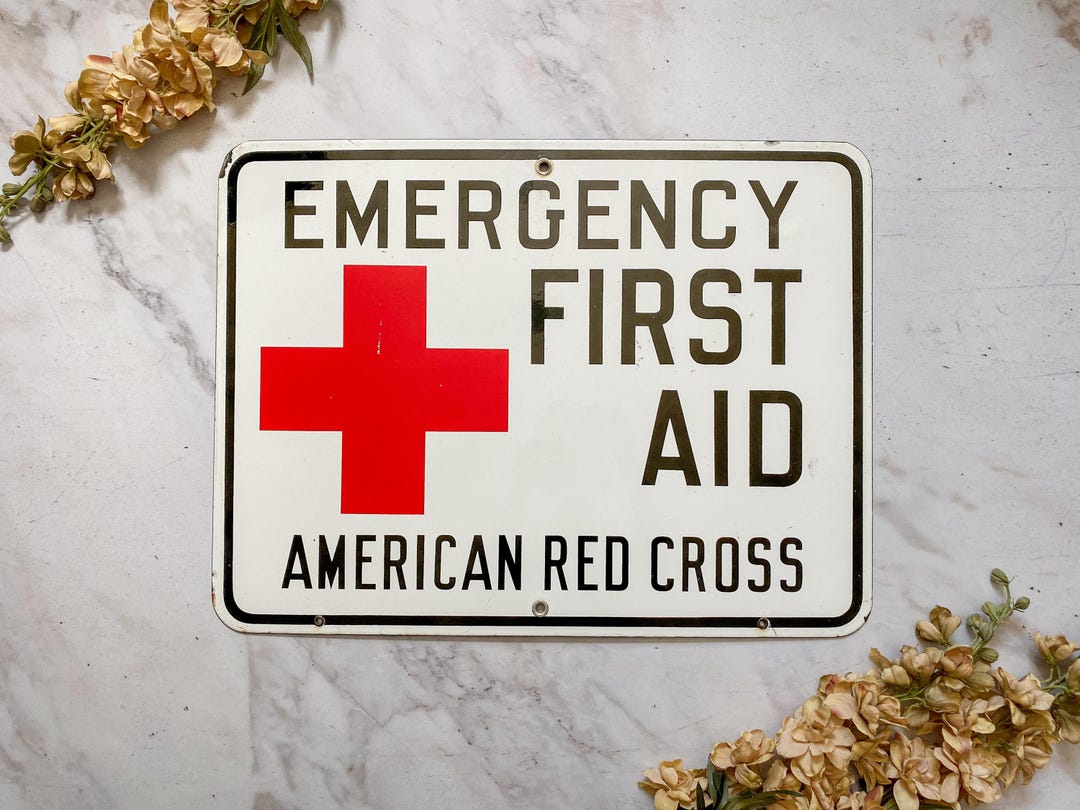 Vintage Porcelain American Red Cross Sign - Emergency First Aid, C1950 ...
