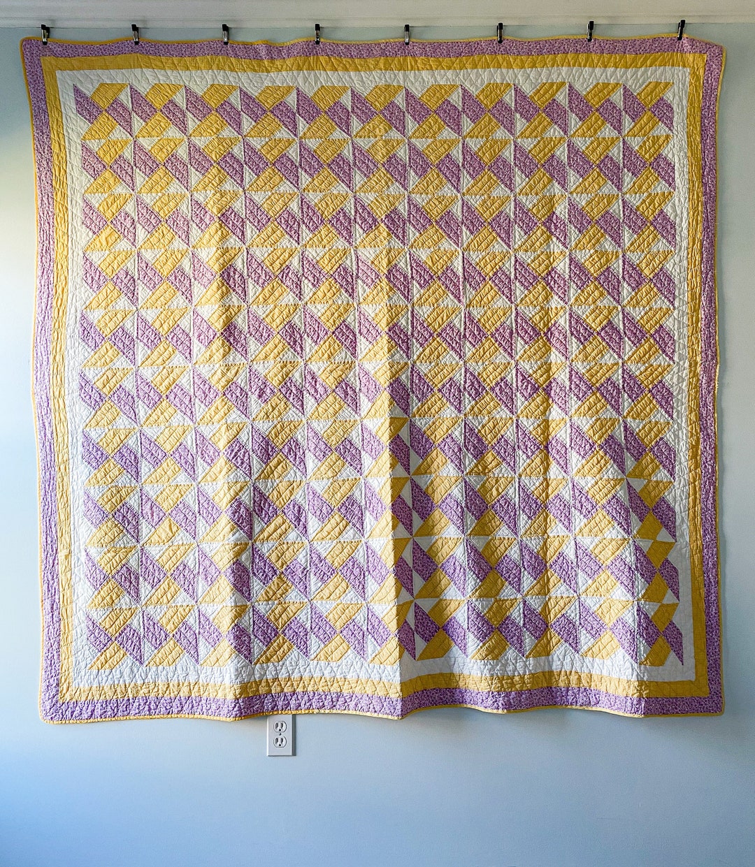 Vintage Twin Sisters Variation Purple and Yellow Quilt, C1930 - Etsy
