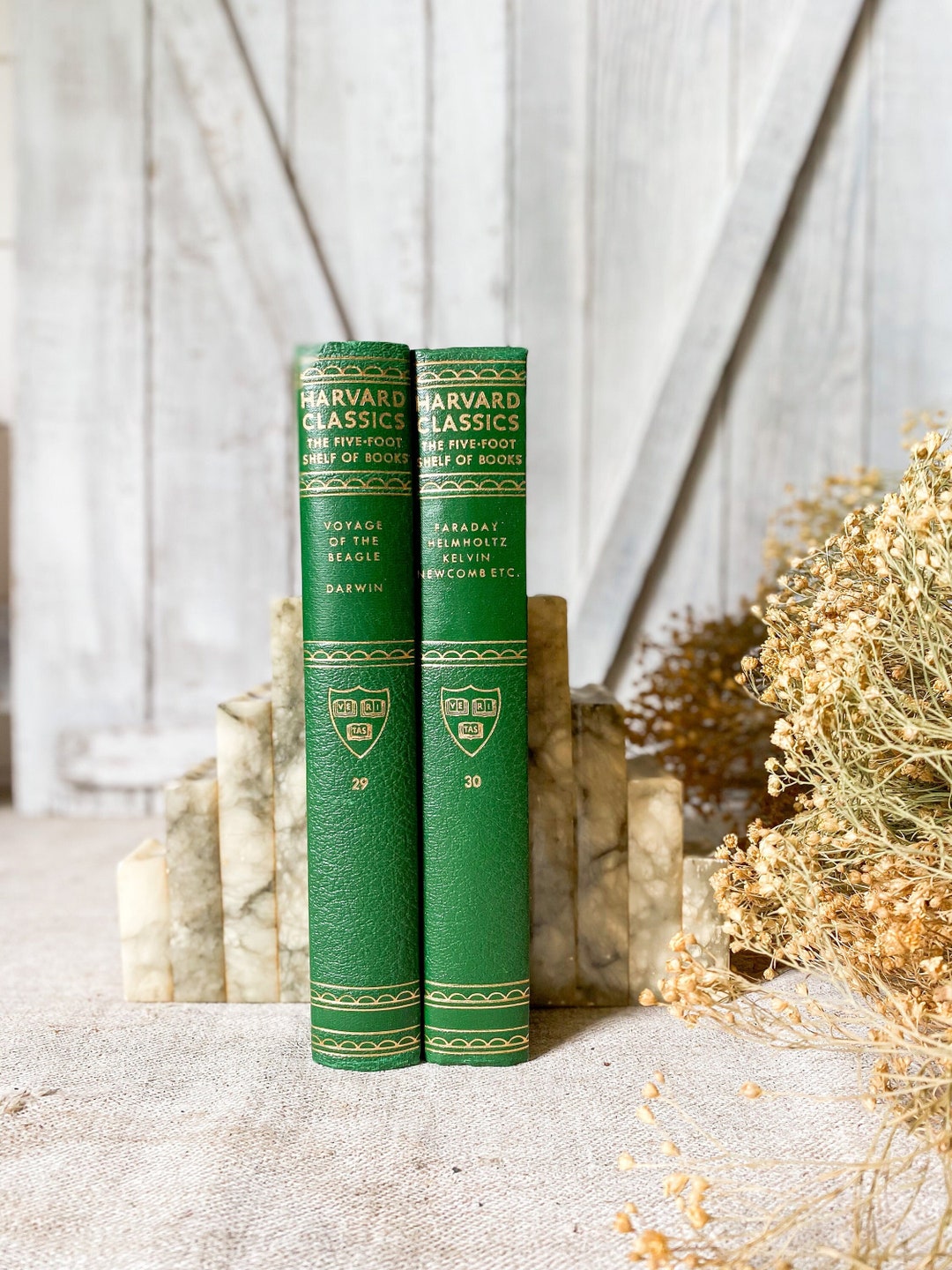 Vintage Set of 2 Green Harvard Classics Five-foot Shelf of Books, 1959 ...