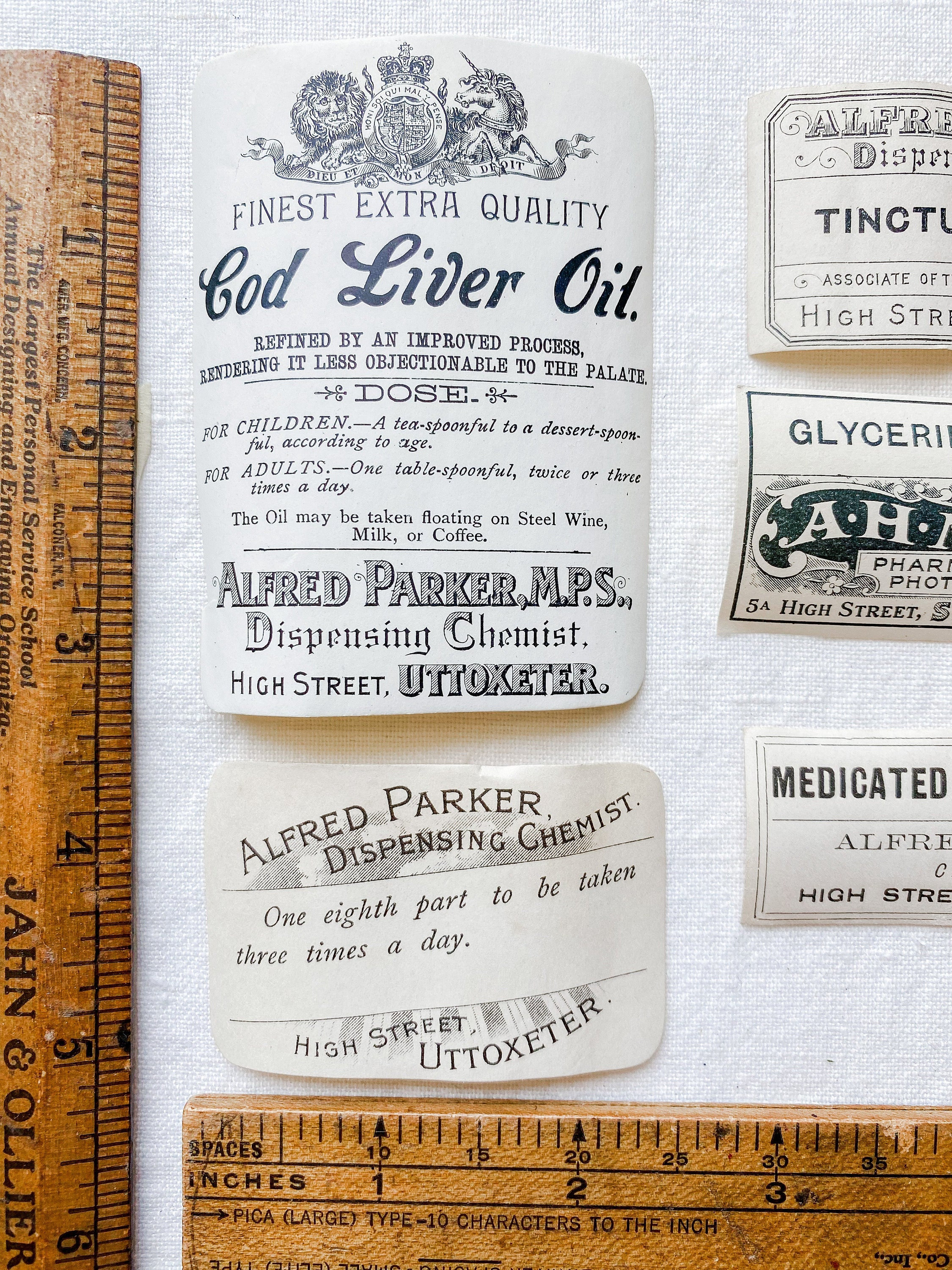 Set of 5 Antique Authentic English Apothecary Pharmacy Labels - Etsy