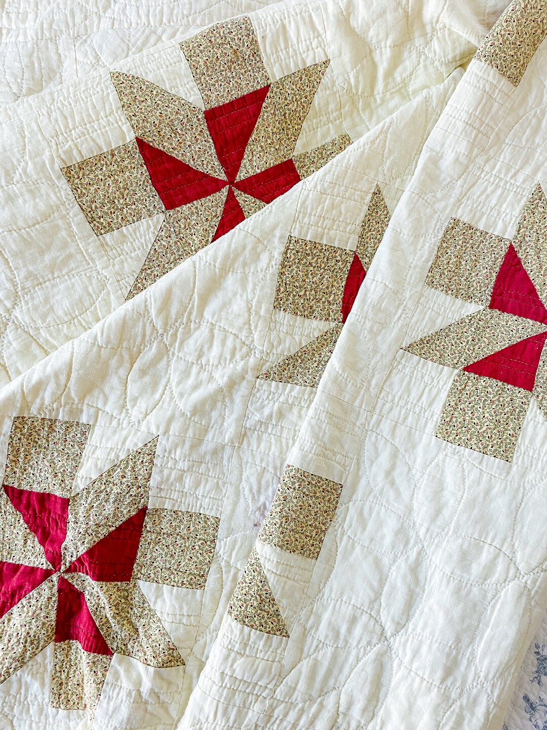 Vintage Red and Yellow Pinwheel Quilt, C1920 - Etsy
