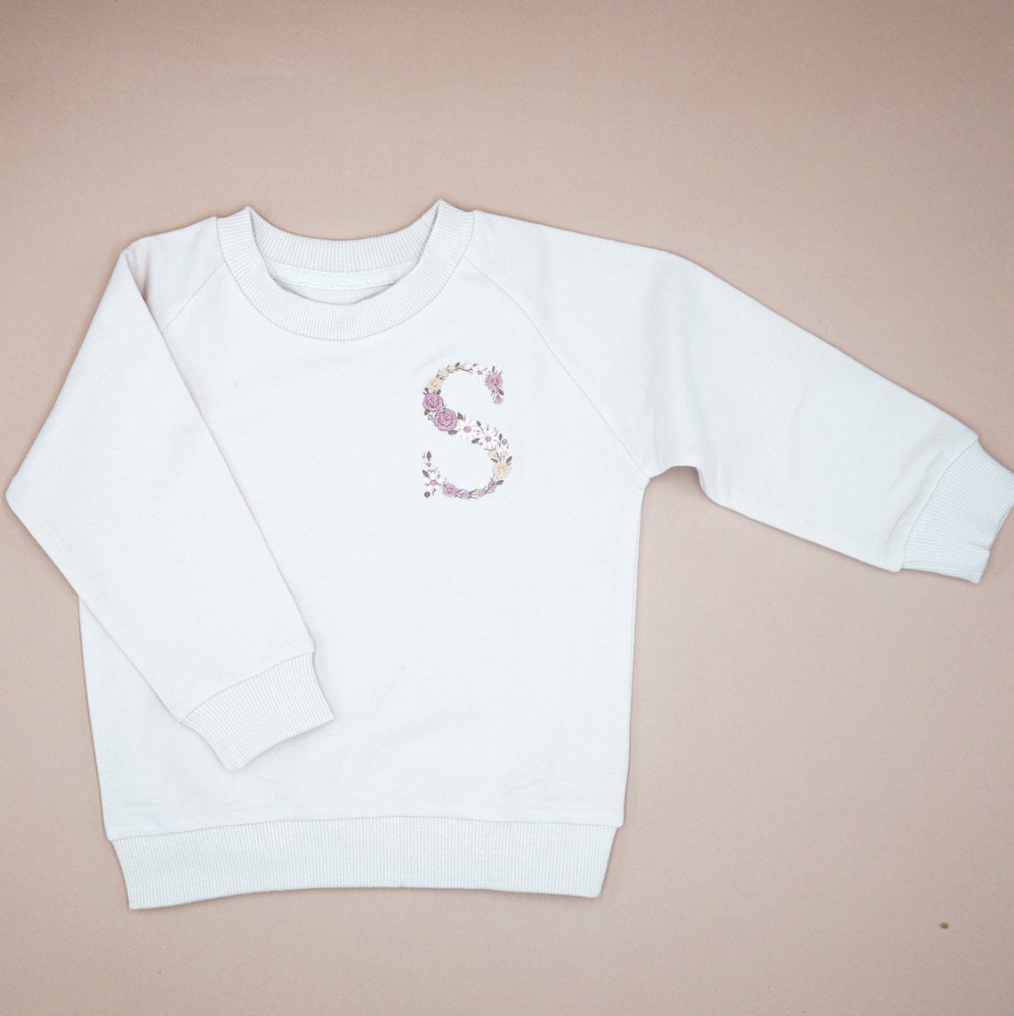 Floral Embroidered Toddler Sweatshirt, Kids Floral Name, Personalized ...