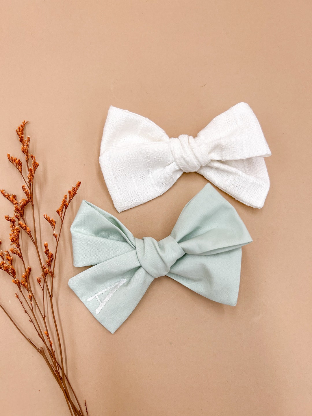 Custom Embroidered Bow, Personalized Name Bow, Baby Bow, Toddler Bow ...