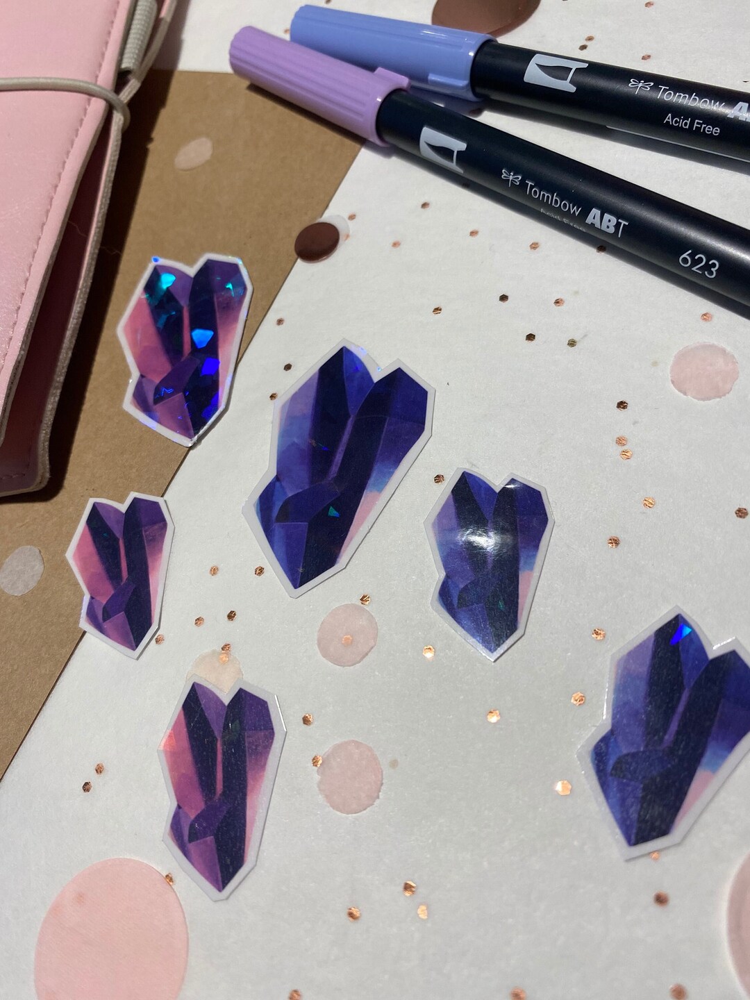 Holographic Crystal Sticker Set Bundle Illustration Handmade Water ...