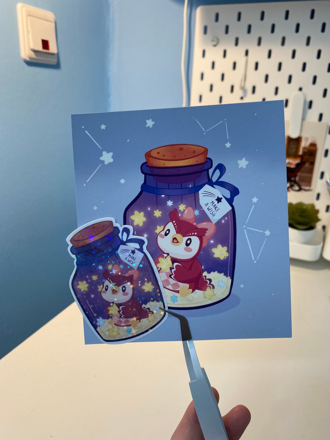 Make a Wish Sticker and Art Print Set/bundle Handmade Matte Photo Paper ...