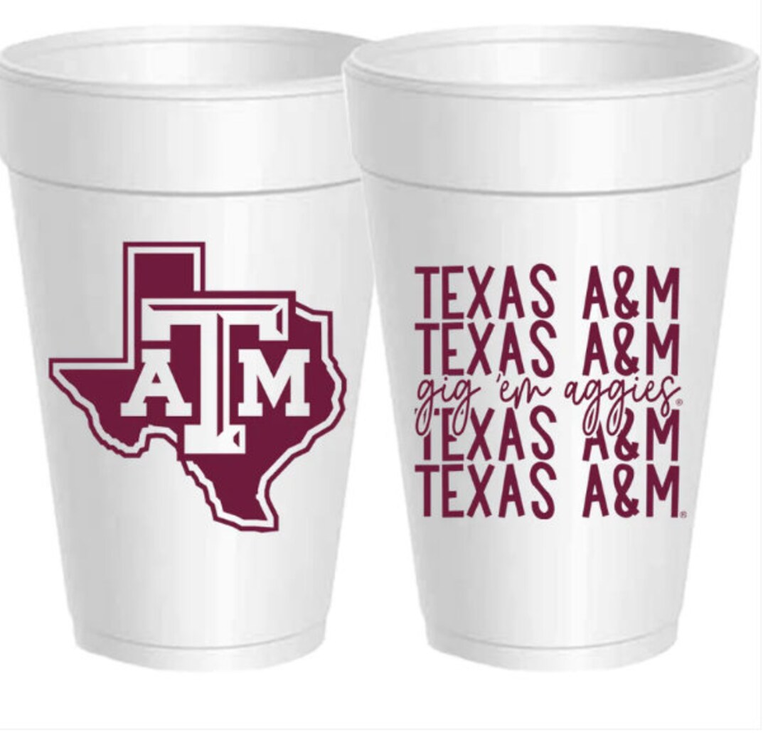Texas A&M Gig Em Aggies Styrofoam Cups: 10 Pack - Ready to Ship ...