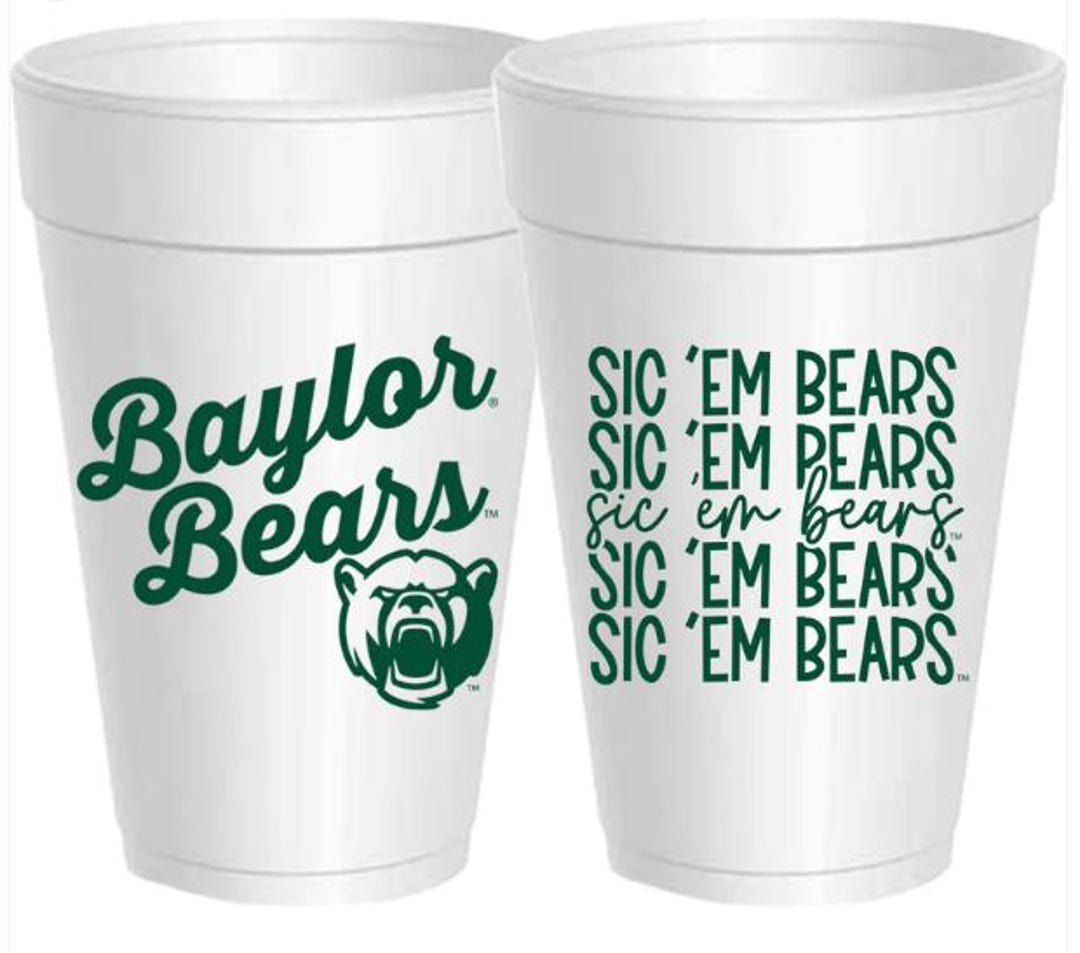 Baylor Sic Em Bears Frogs Styrofoam Cups: 10 Pack - Ready to Ship ...