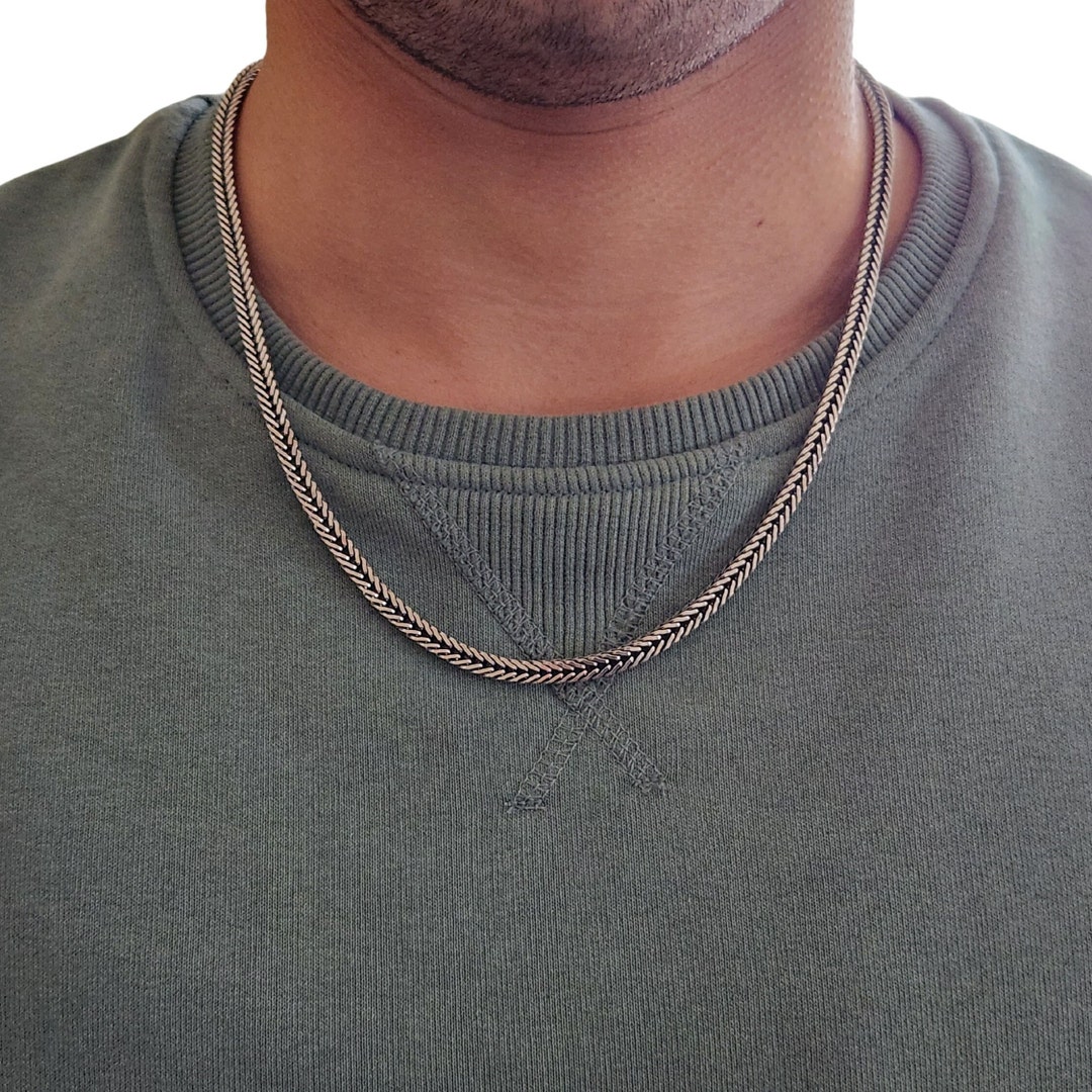 Versatile Sterling Silver Foxtail Chain Necklace 4.5mm Wide Minimalist ...