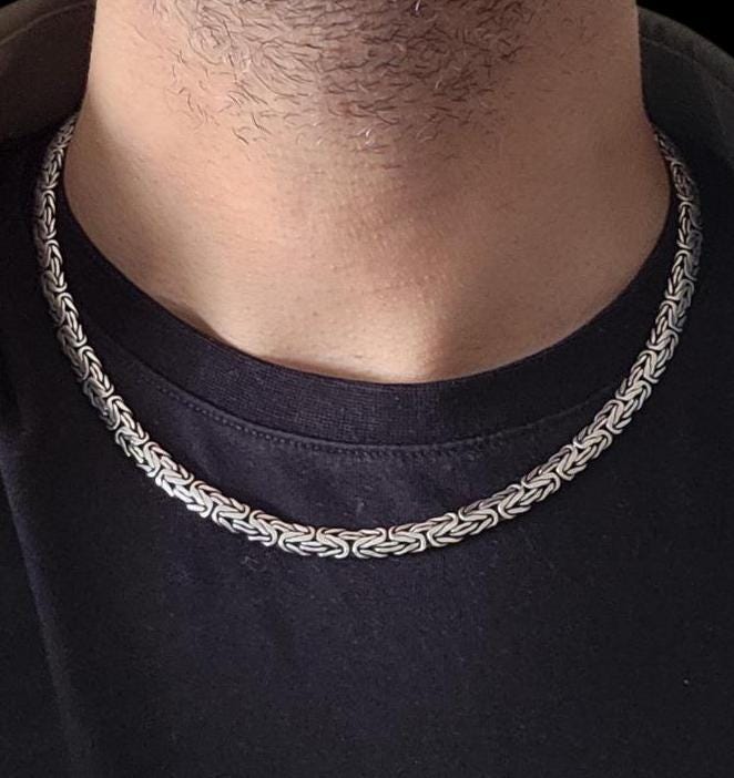 Flat Byzantine Chain Necklace,925 Sterling Silver,oval Flat Byzantine Chain Necklace,925 Sterling Silver,oval