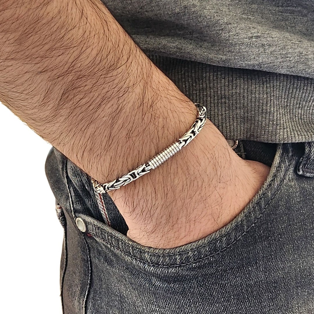 Unique Round Chain Bracelet in Sterling Silver,stunning Byzantine Chain ...