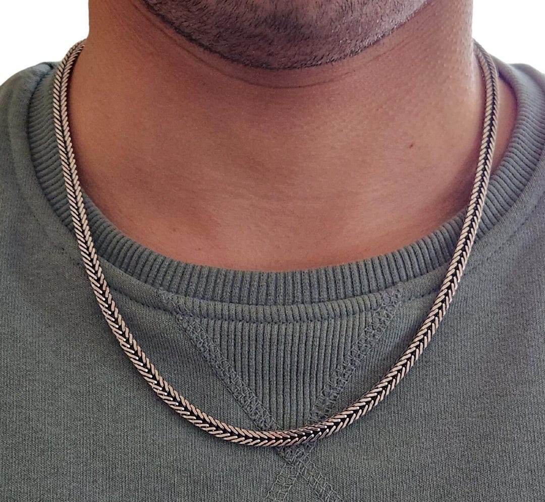 Square Foxtail Chain Necklace in 925 Sterling Silver,4.5mm,hallmarked ...