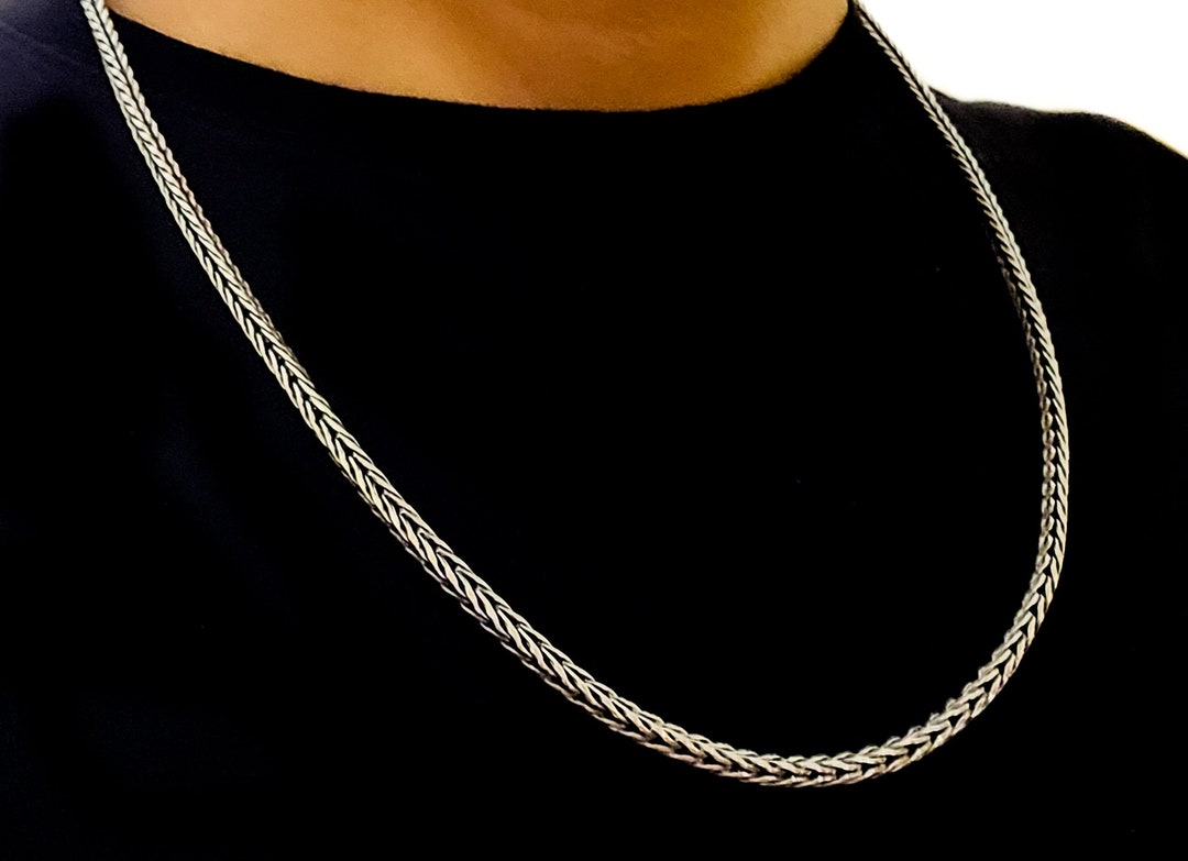 Square Foxtail Chain Necklace3.5mm Wide925 Sterling Silver - Etsy