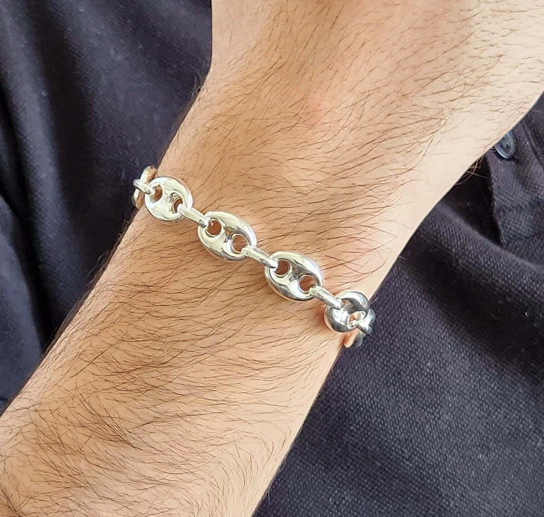 Puff Mariner Chain Bracelet in 925 Sterling Silver,shiny Polished ...
