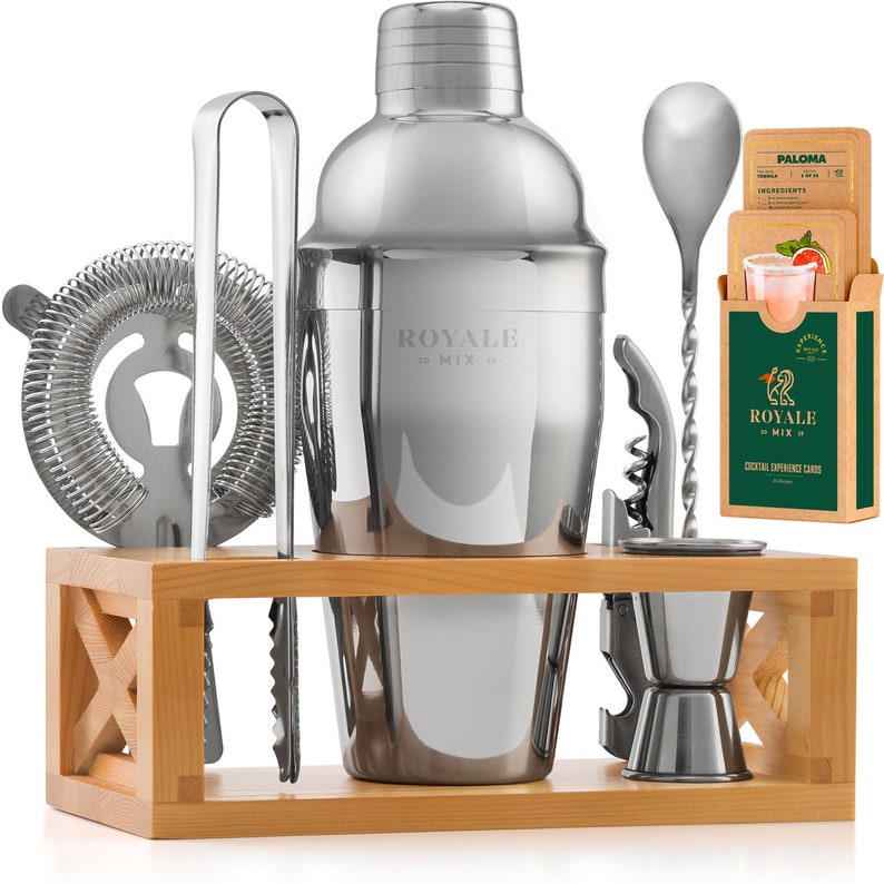 Cocktail Shaker Set With Display Stand, 11-piece Stainless Steel ...
