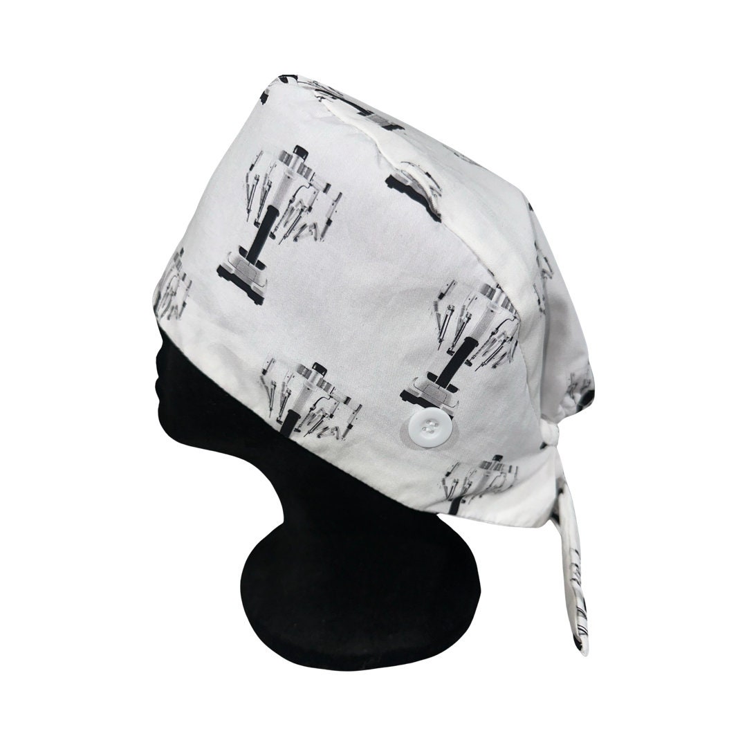 Satin Lined Scrub Cap Da Vinci Robot White - Etsy