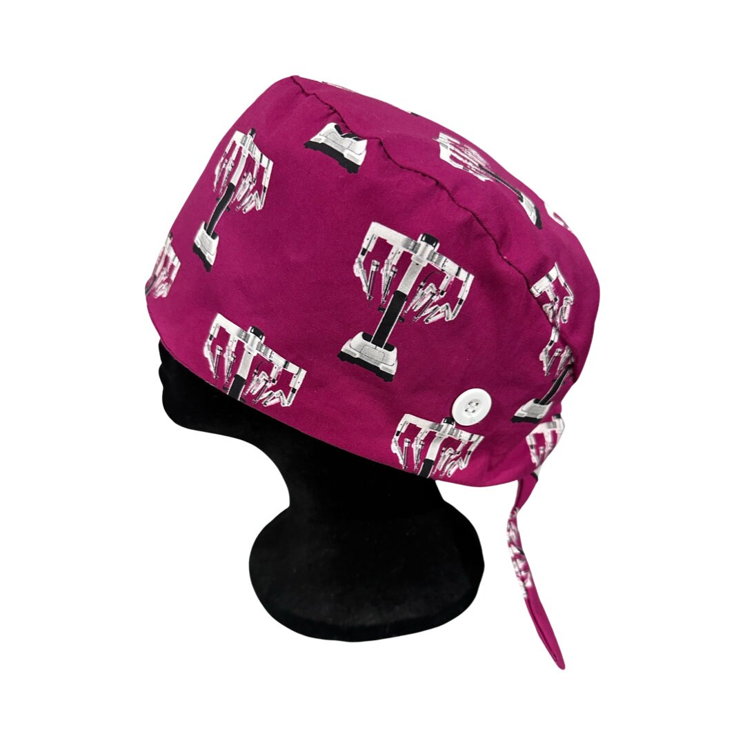 Satin Lined Scrub Cap Da Vinci Robot Burgundy - Etsy