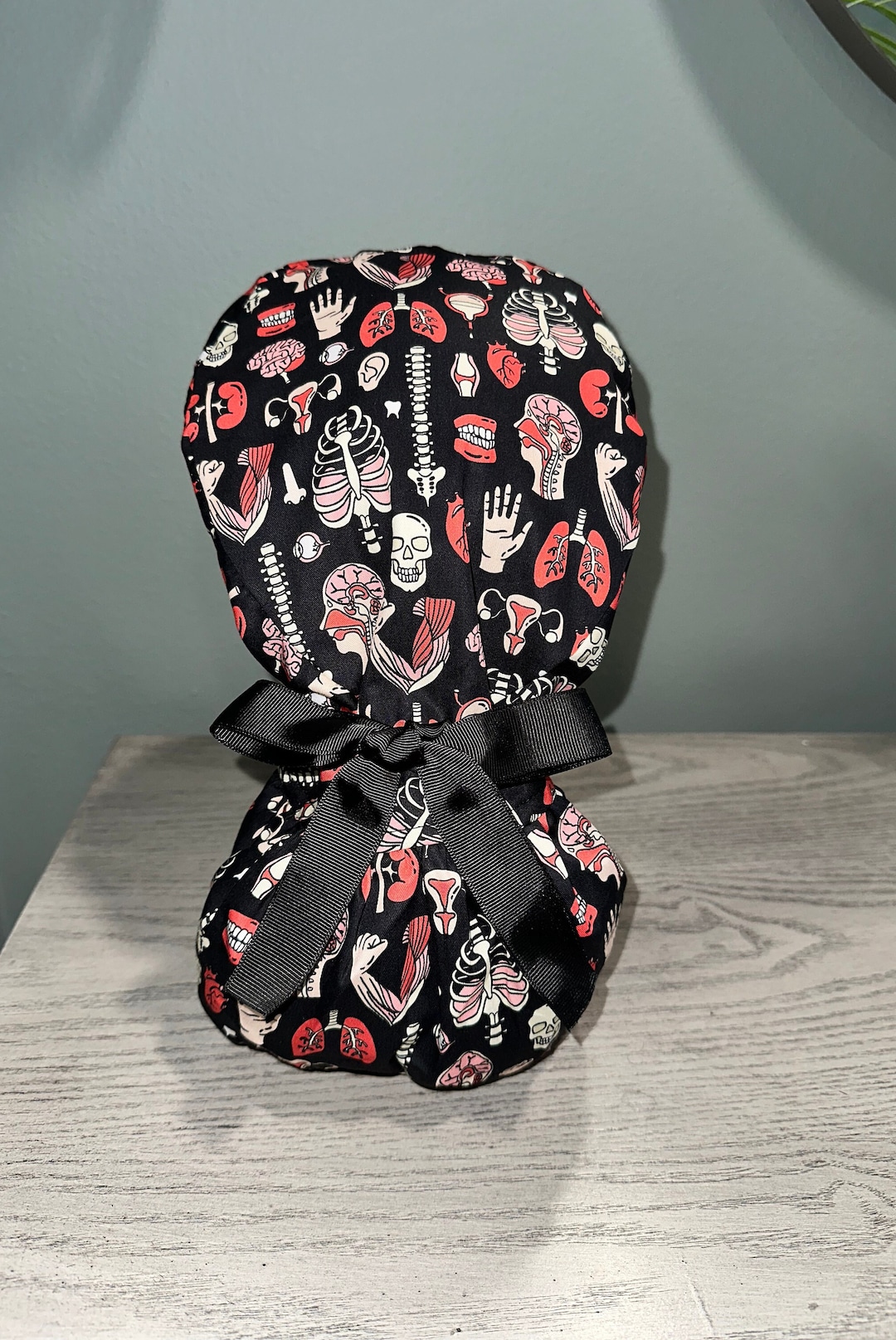 Satin Lined Ponytail Scrub Cap- Anatomy - Etsy