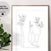 Female Bum Line Art, Abstract Naked Woman Line Art Print, Female Body ...