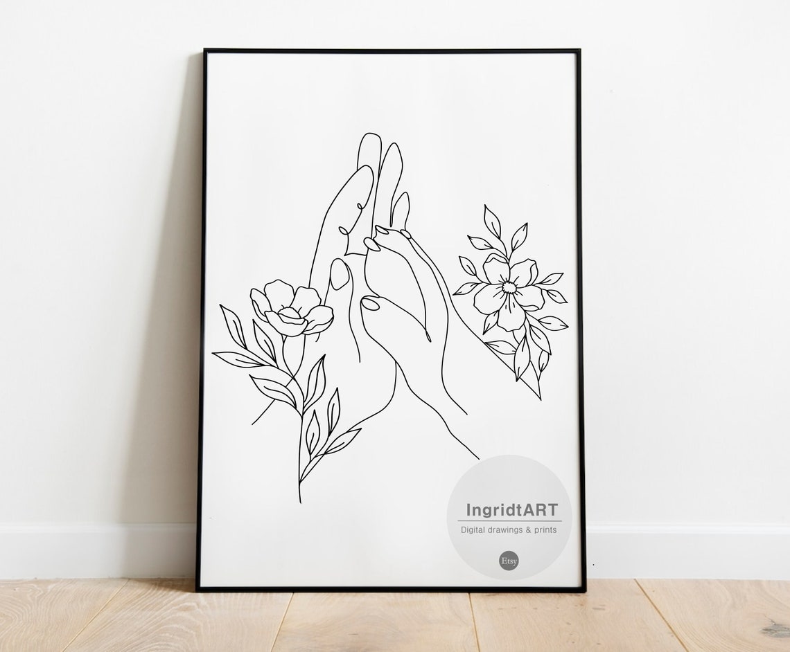 Holding Paw Line Art, Pet Line Art, Dog Wall Art, Minimalist Wall Decor ...